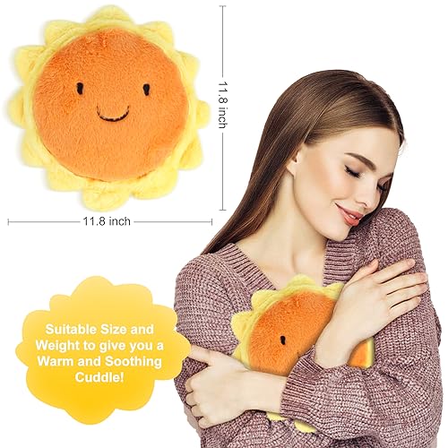 Atsuwell Microwave Heating Pad, Multipurpose Warm Moist Heat Pillow, Fluffy Microwavable Heat Pad for Pain Relief, Moist Heat Compress for Cramps, Muscles, Joints, Back, Neck and Shoulders, Yellow Sun