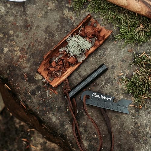überleben Hexå Lite Ferro Rod Fire Starter for Survival – Up to 20,000 Strikes, 3" Long, 1/2" Thick Hexagon Fire Steel with Striker and Lanyard – Waterproof Flint and Steel for Camping