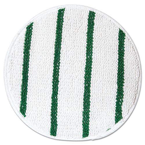 Rubbermaid Commercial P26700WH Green Strips 17" Carpet Bonnet Cleaning Pad, White