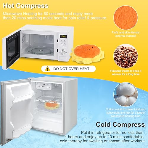 Atsuwell Microwave Heating Pad, Multipurpose Warm Moist Heat Pillow, Fluffy Microwavable Heat Pad for Pain Relief, Moist Heat Compress for Cramps, Muscles, Joints, Back, Neck and Shoulders, Yellow Sun