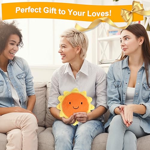 Atsuwell Microwave Heating Pad, Multipurpose Warm Moist Heat Pillow, Fluffy Microwavable Heat Pad for Pain Relief, Moist Heat Compress for Cramps, Muscles, Joints, Back, Neck and Shoulders, Yellow Sun