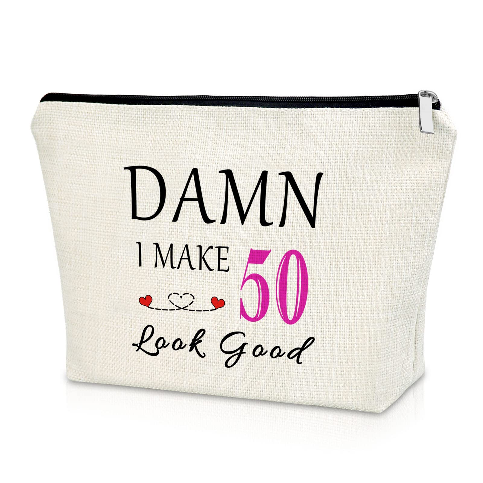 50th Birthday Gift for Wife Aunt Makeup Bag Gifts for 50 Year Old Woman Birthday Cosmetic Bag 1974 50th Happy Birthday Gifts for Grandma Mother Mother's Day Gifts Christmas Gift Cosmetic Travel Bag