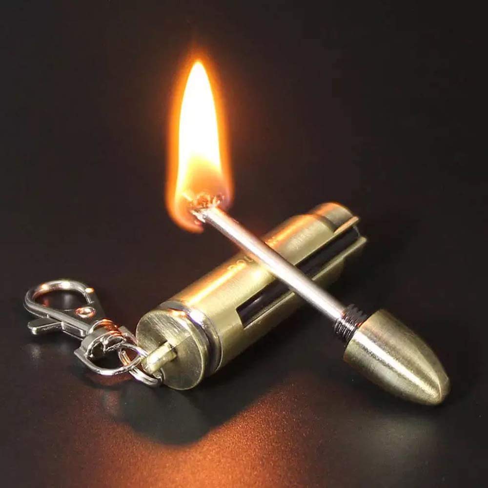 AIKENR Permanent Match Metal Matchstick Fire Starter, Waterproof Keychain Lighter Emergency Flint Match, Best Gifts for Camping Survival Enthusiast