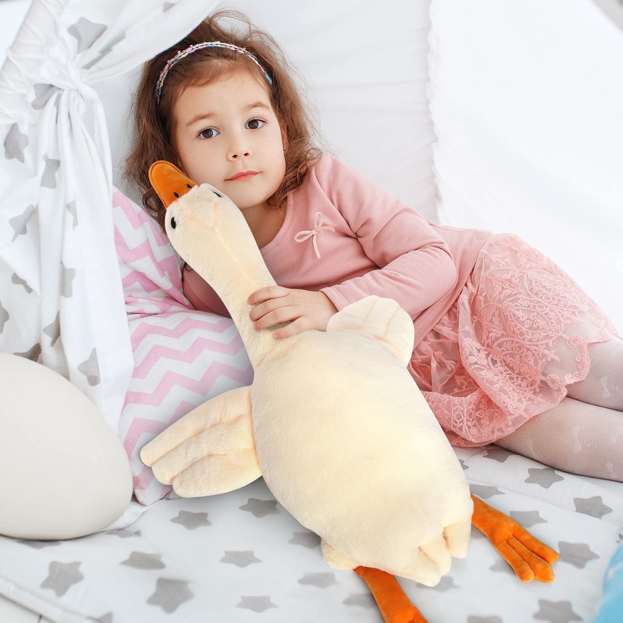 Qpewep Goose Stuffed Animal Weighted Plush (30" Flamingo)