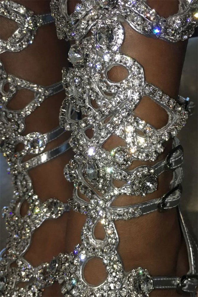 Hinyyrin Women's Rhinestone Sandals Silver Gladiator Sandals Summer Flat Dress Sandals Beach Wedding Banquet Size 7
