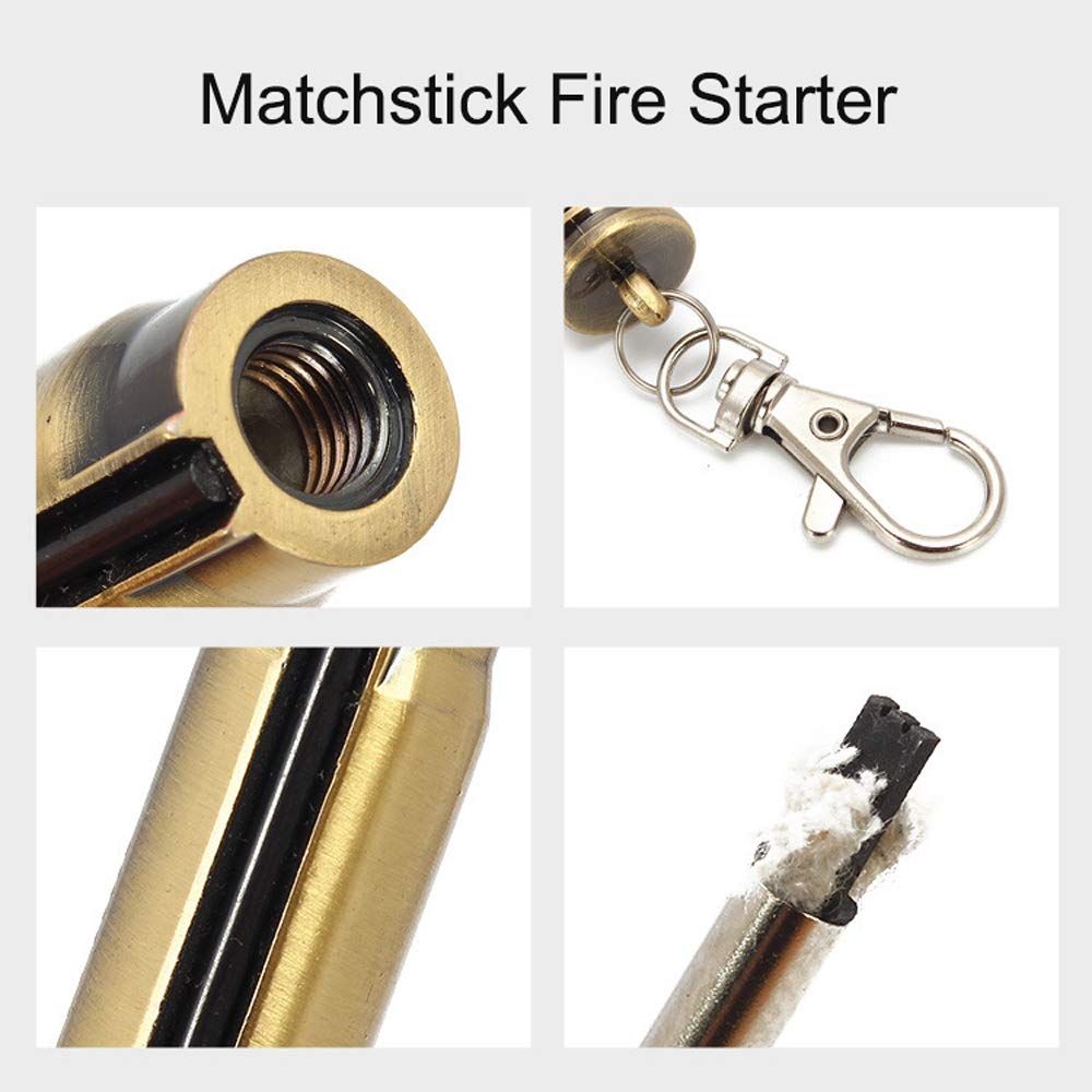 AIKENR Permanent Match Metal Matchstick Fire Starter, Waterproof Keychain Lighter Emergency Flint Match, Best Gifts for Camping Survival Enthusiast