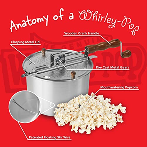 Original Whirley-Pop Popcorn Popper - Silver- With Good Time Guide