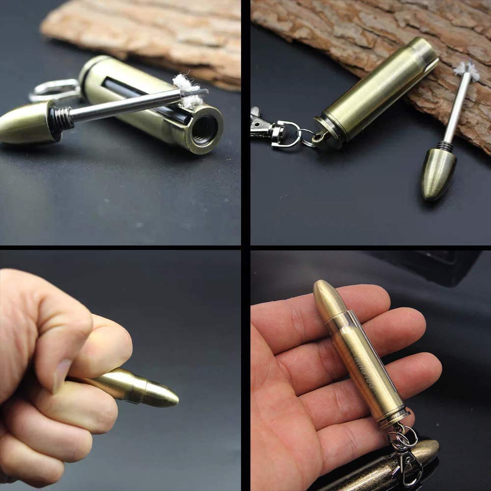 AIKENR Permanent Match Metal Matchstick Fire Starter, Waterproof Keychain Lighter Emergency Flint Match, Best Gifts for Camping Survival Enthusiast