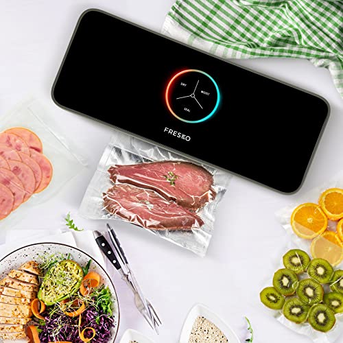 FRESKO Full Automatic Vacuum Sealer Machine for seal a meal, LED Touch Food Sealer with Bags, ETL Certified (White)