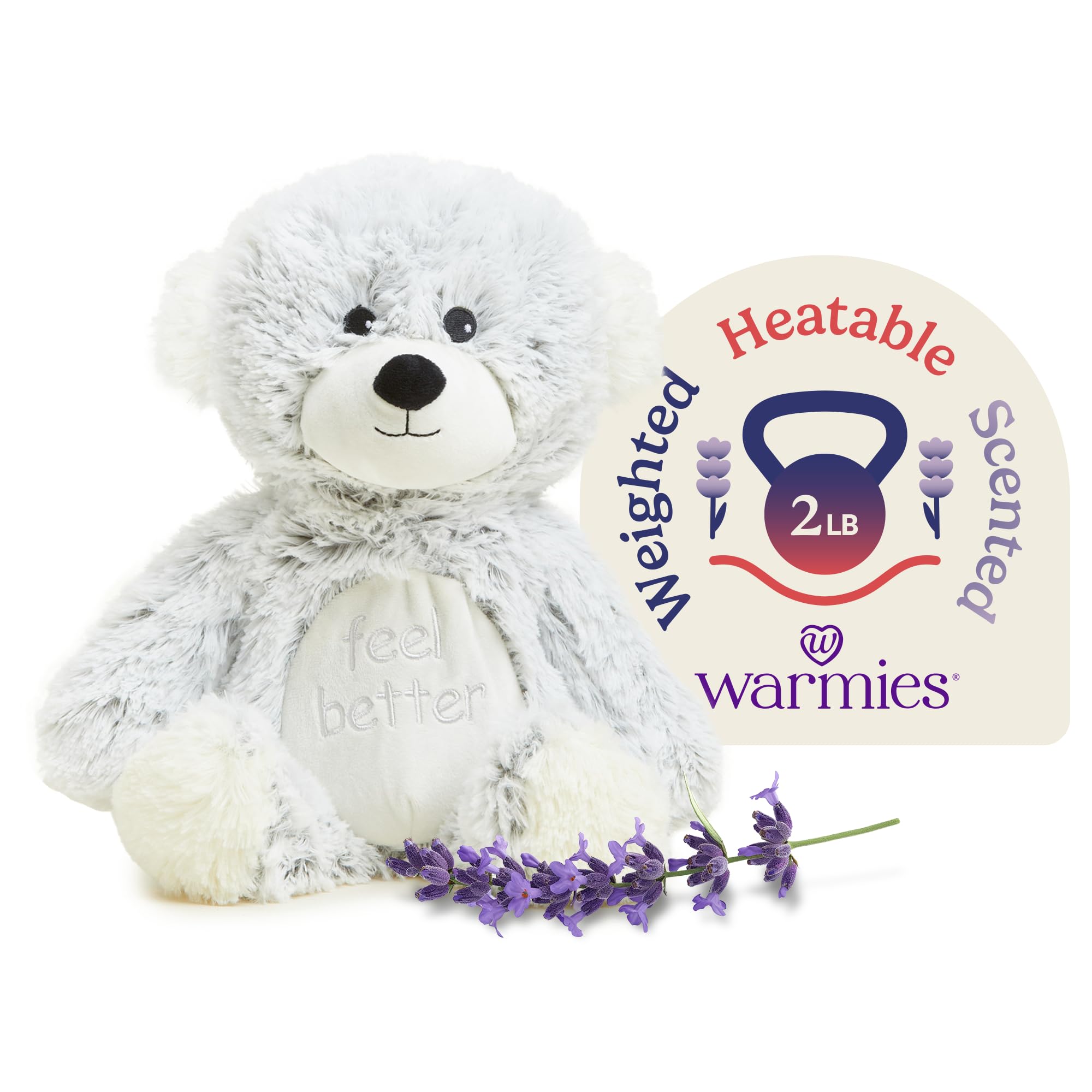 warmies Microwavable & Weighted Stuffed Animals, Feel Better Bear - Heated Stuffed Animal Plushie for Warmth & Comfort - Cute Soft Plush Toys for Adults & Children (Boys, Girls, Babies & Toddlers)