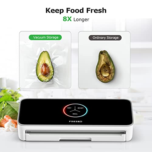 FRESKO Full Automatic Vacuum Sealer Machine for seal a meal, LED Touch Food Sealer with Bags, ETL Certified (White)