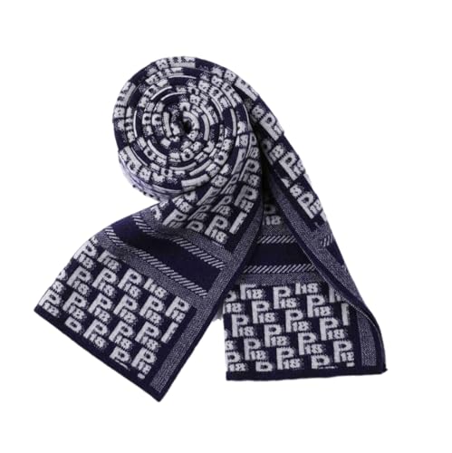 SYLALE Scarf For Men Wool Scarf Men'S Winter Versatile Thick Knitted Woolen Neck Blue And White