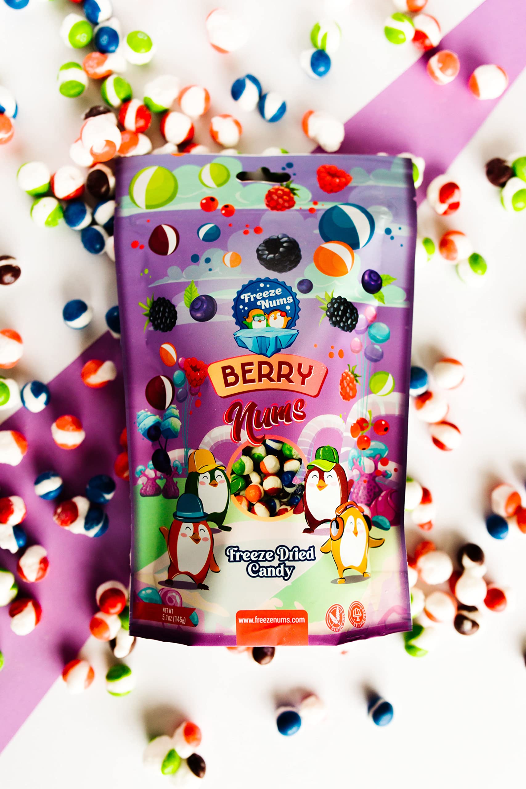 Berry Nums 5.1 Ounce Bag- Freeze Dried Candy - Berry Flavor - Gluten Free, Premium Quality