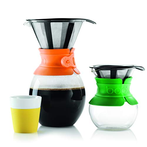 Bodum Pour Over Coffee Maker with Permanent Filter, 1 Liter, 34 Ounce, Black Band