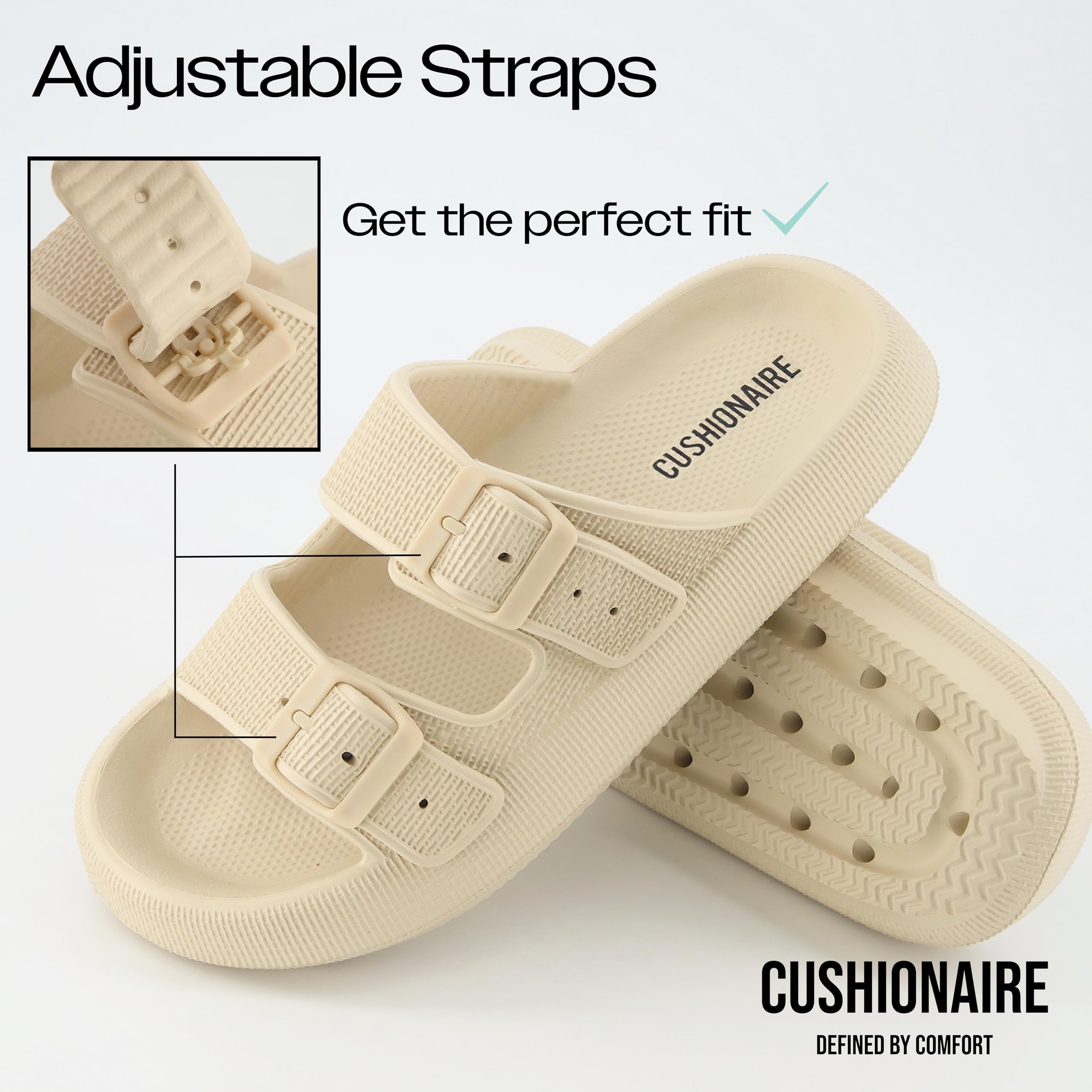 CUSHIONAIRE Women's Fame recovery cloud slide sandals with +Comfort, White 8