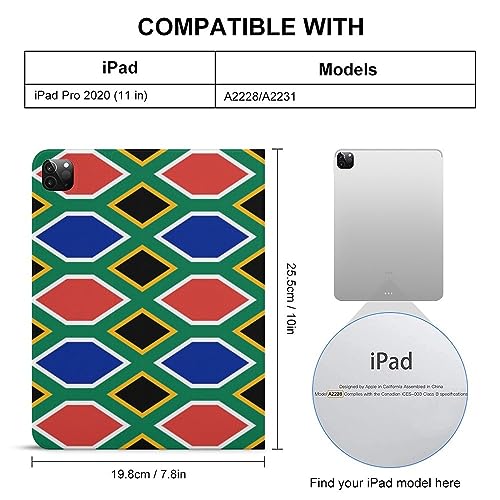 Abstract South Africa Flag Tablet Case Cover Slim Protective Cover Cases with Pencil Holder for IPAD 2020 (10.2in)