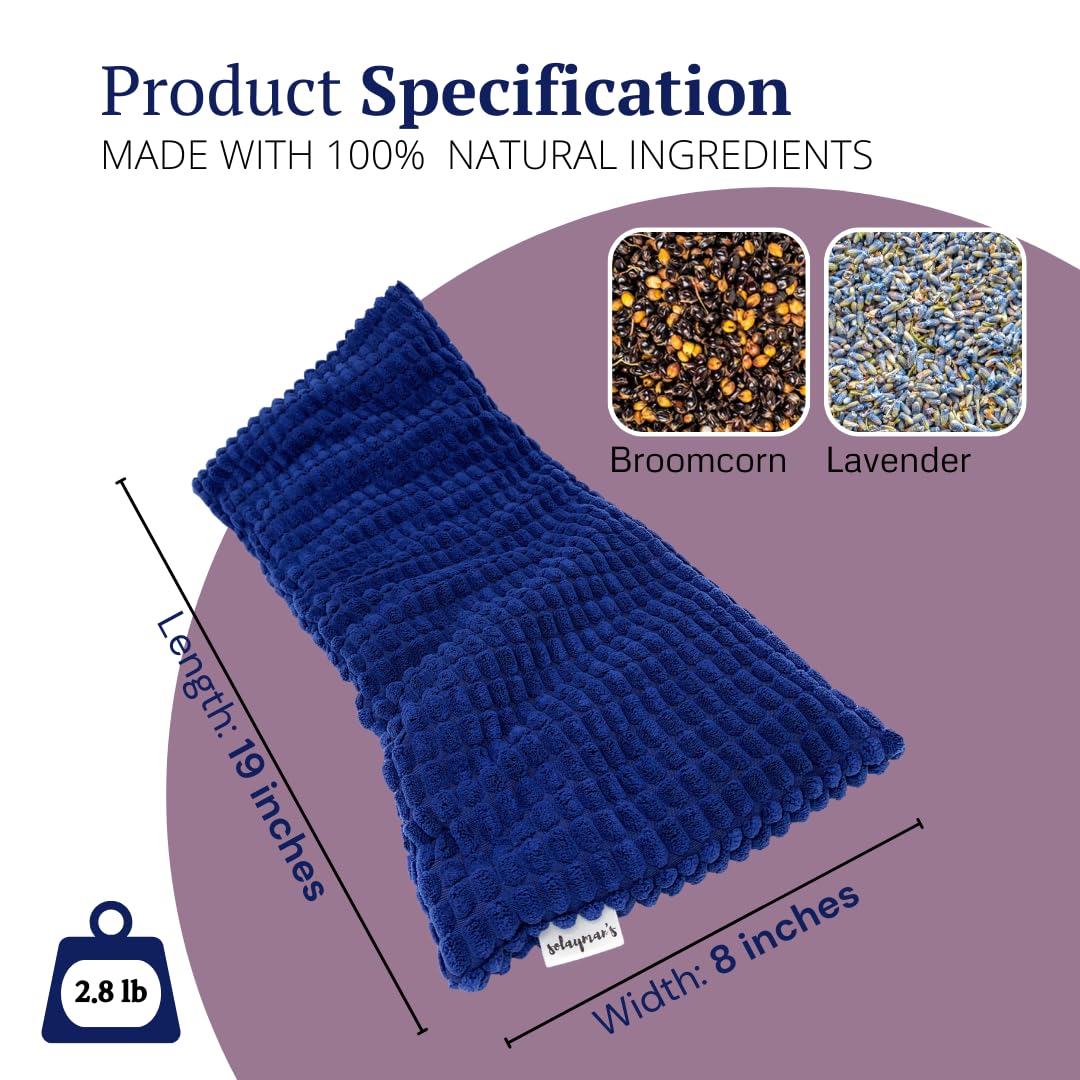 Solayman's Lavender Heating Pad Microwavable with Blue Removable Cover - Warm Compress Moist Heating pad for Back Pain Relief