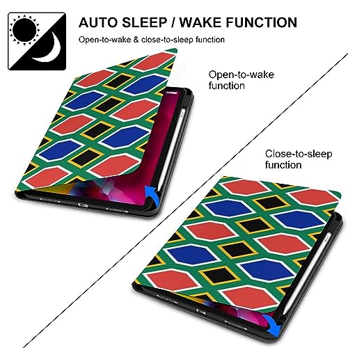 Abstract South Africa Flag Tablet Case Cover Slim Protective Cover Cases with Pencil Holder for IPAD 2020 (10.2in)