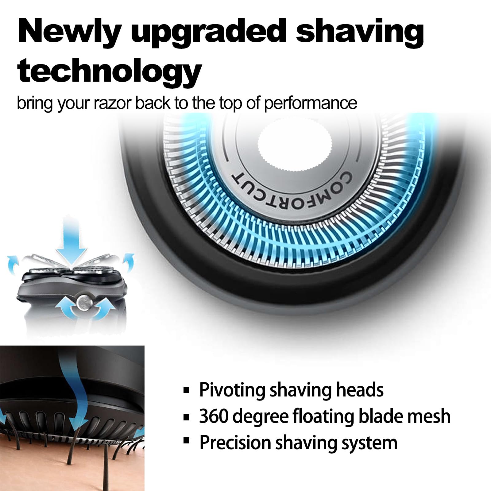 SUPERNB Series 3000 2000 1000 Electric Shaver Replacement Heads, SH30 Replacement Blades for S738 S1150, S1015, S1100, S1560..6 Pack