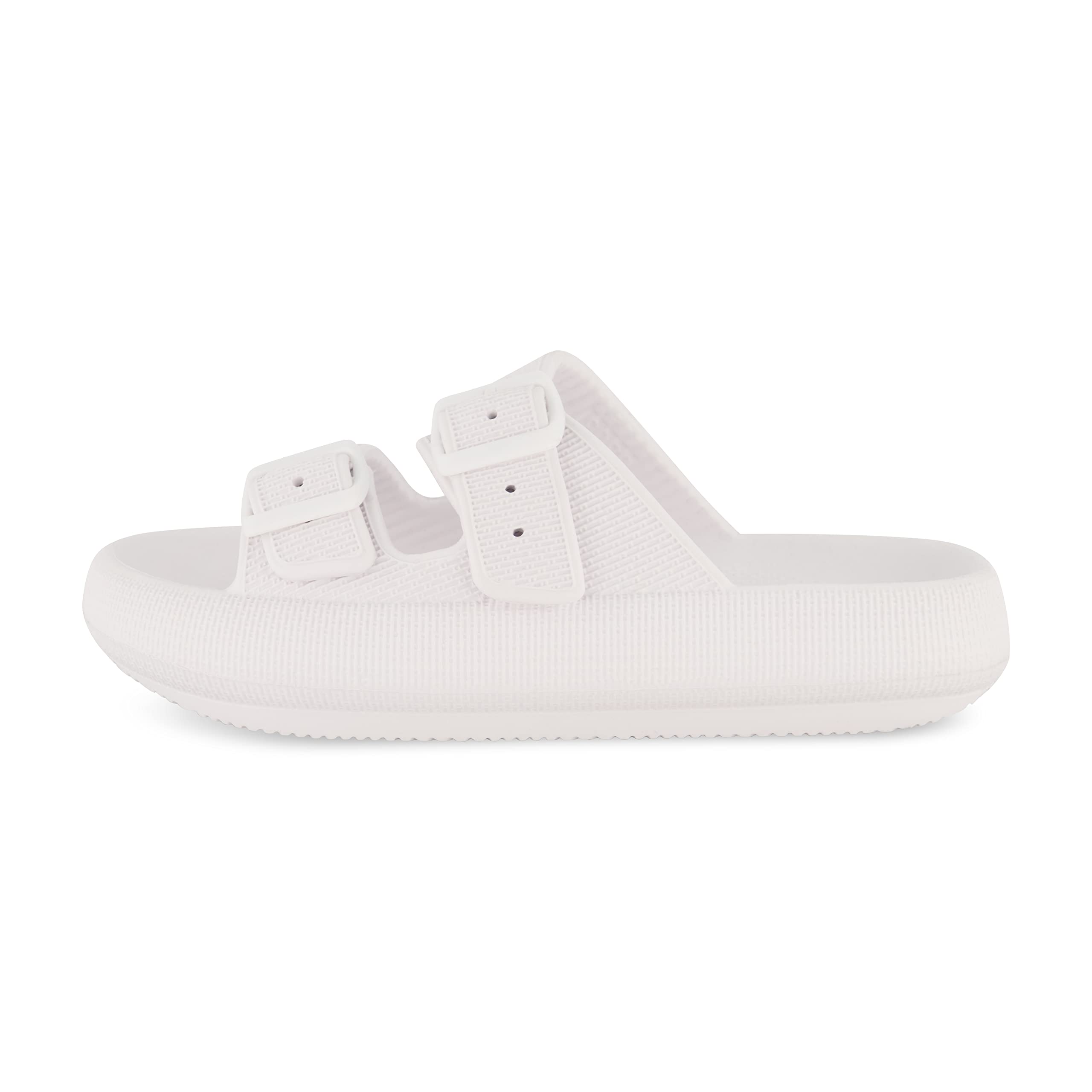 CUSHIONAIRE Women's Fame recovery cloud slide sandals with +Comfort, White 8