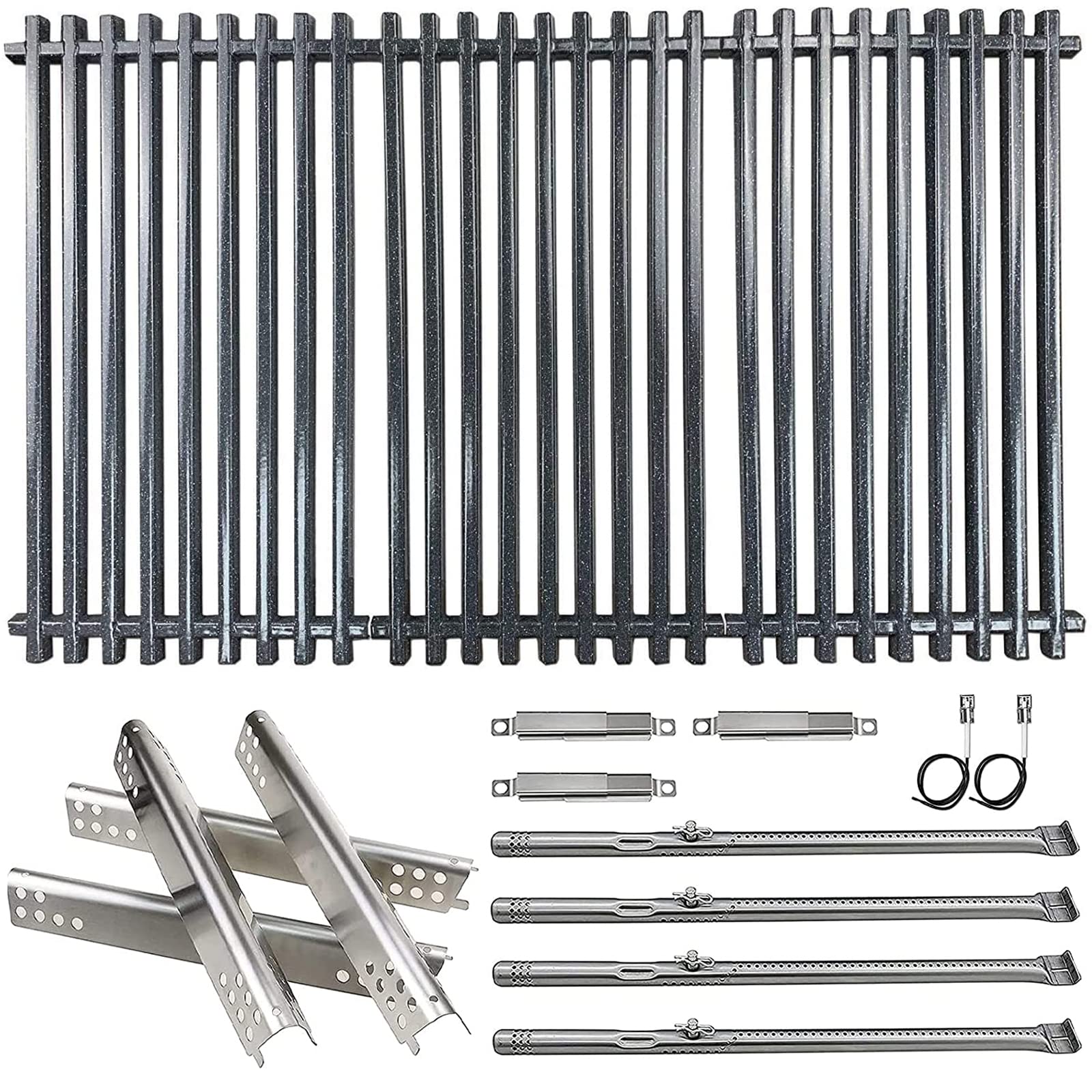 Hisencn Grill Replacement Parts for Charbroil Advantage Series 4 Burner 463433016, 463235815, 466235816, 466240115, 46643301 Gas Grills, Stainless Pipe Burner, Heat Plate Tent Shield and Cooking Grate