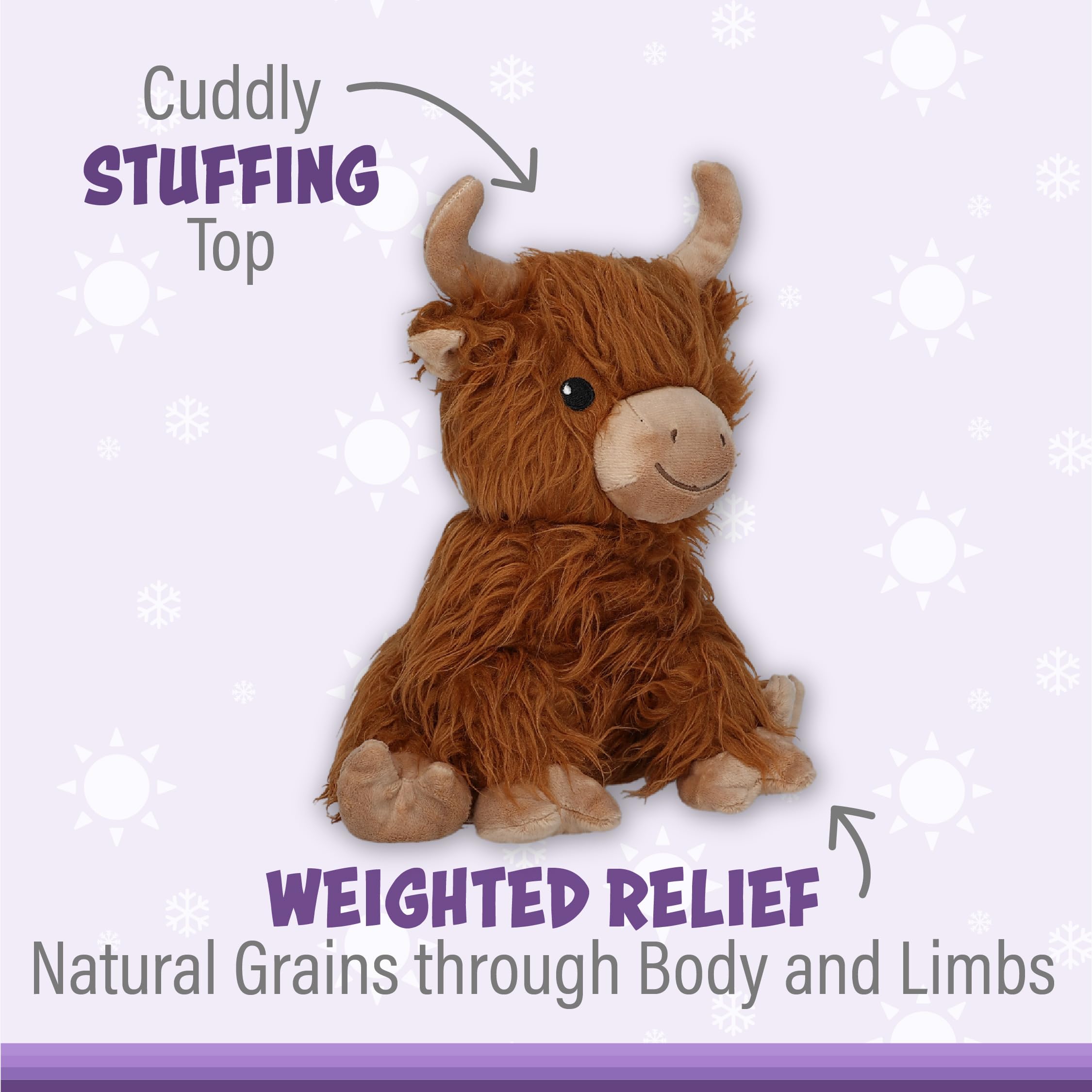 1i4 Group Warm Pals - Highland Cow - Cozy Lavender Scented Plush Toys - Stuffed Animal - Coolable Bedtime Comfort Plushie