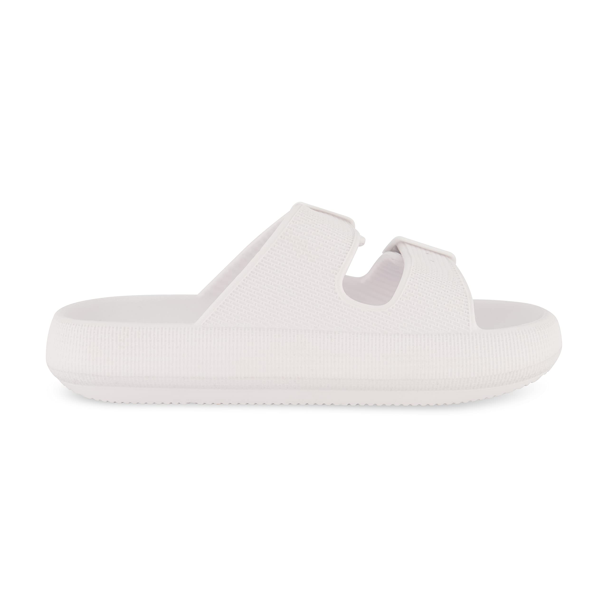CUSHIONAIRE Women's Fame recovery cloud slide sandals with +Comfort, White 8