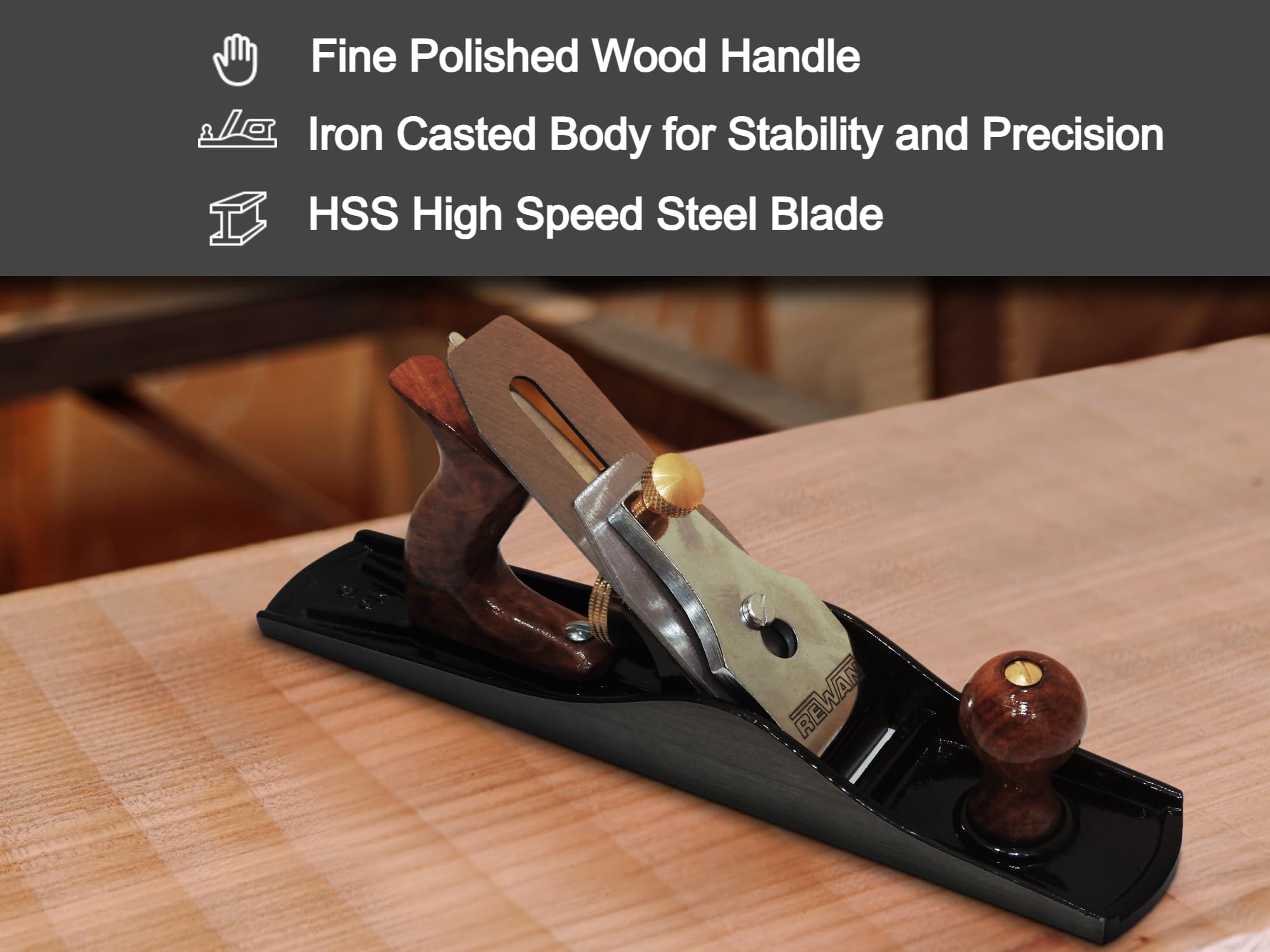 Rewan No 5 Jack Plane Set: Includes Protective Sleeve, Extra Blade, and Jack Plane - Wood Planer Kit - Top Choice for Woodworking Planer - End Plane Tool - Best Planers Woodworking - Wood Planers