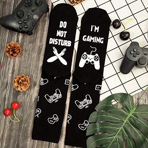 Gaming Socks Men, Novelty Funny Gamer Mid Calf Socks Gift for Game Lovers Teen Boys Kids Sons