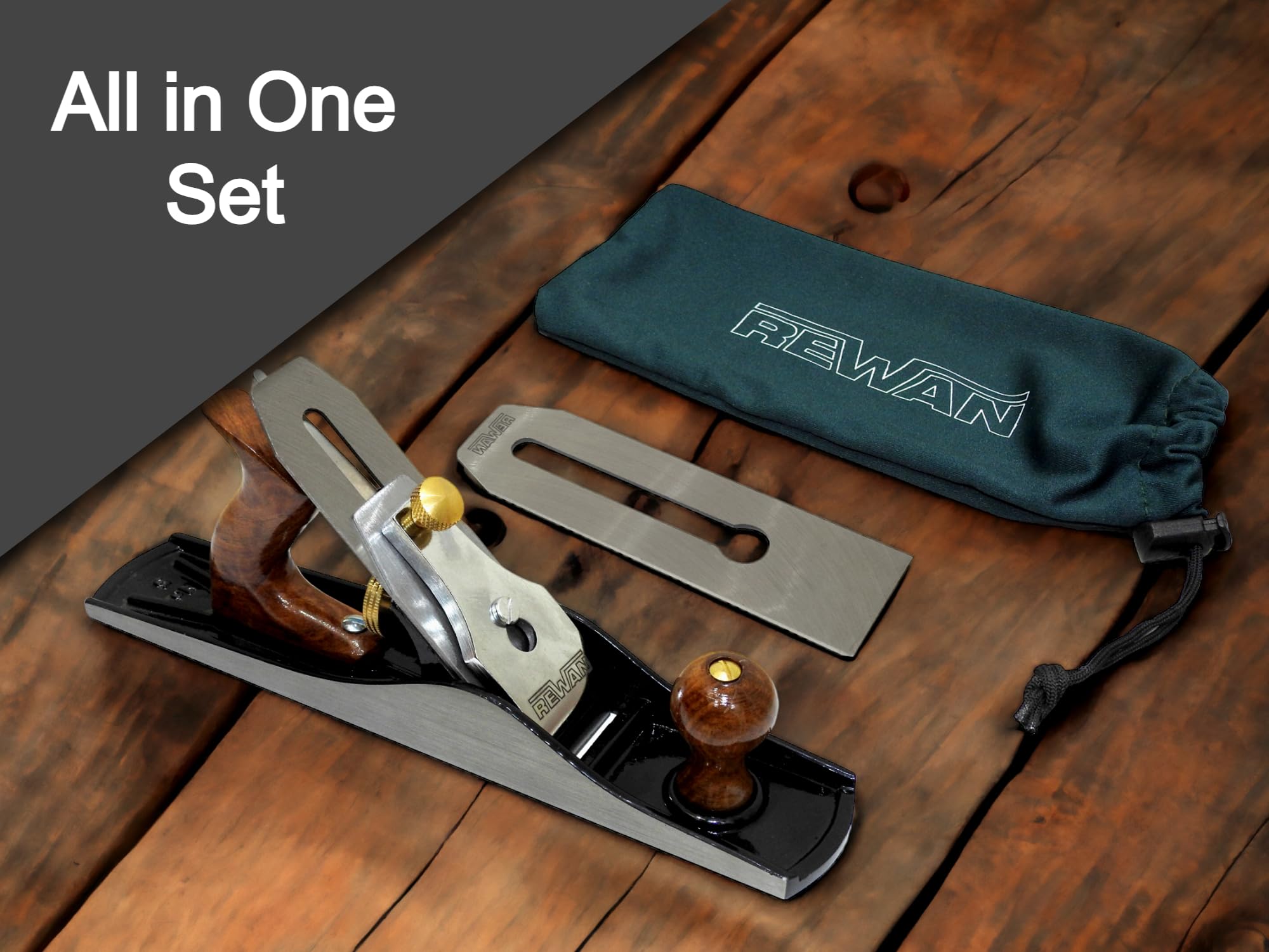 Rewan No 5 Jack Plane Set: Includes Protective Sleeve, Extra Blade, and Jack Plane - Wood Planer Kit - Top Choice for Woodworking Planer - End Plane Tool - Best Planers Woodworking - Wood Planers