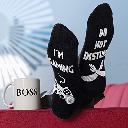 Gaming Socks Men, Novelty Funny Gamer Mid Calf Socks Gift for Game Lovers Teen Boys Kids Sons