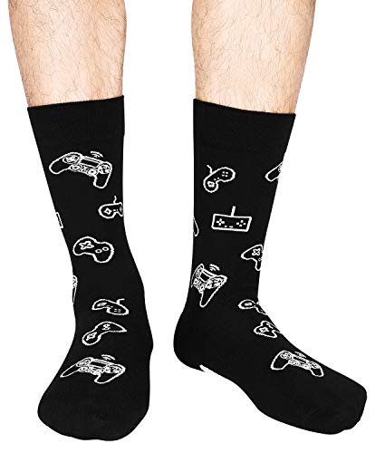 Gaming Socks Men, Novelty Funny Gamer Mid Calf Socks Gift for Game Lovers Teen Boys Kids Sons