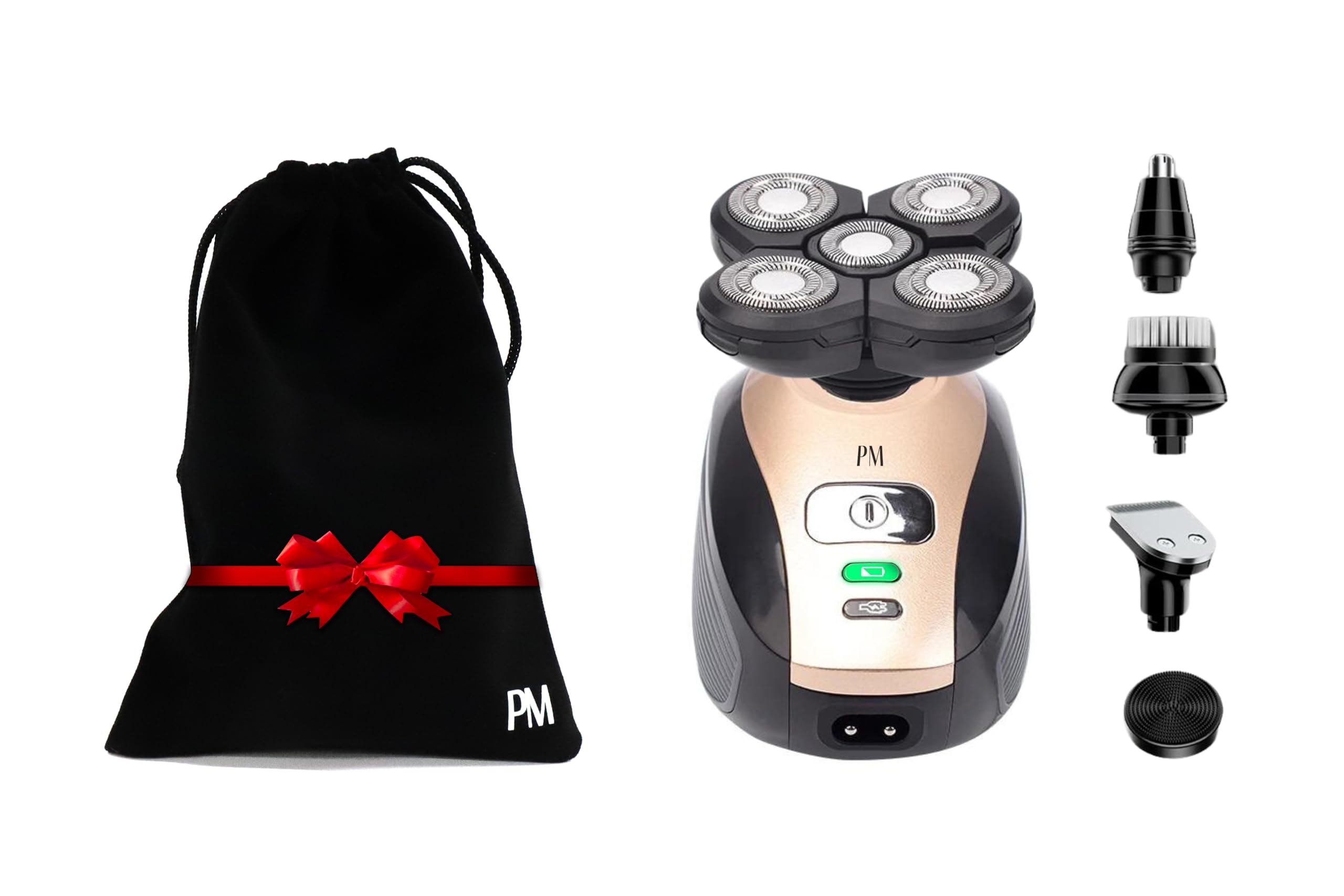 PLAY MORE ENTERPRISES 5 Head Shavers for Bald Men - Wet Dry Head Shavers for Men - Electric Razor for Bald Hair - Head Shaver Kit - Rechargeable Bald Head Shaver with Trimmers and Cleaning Brush