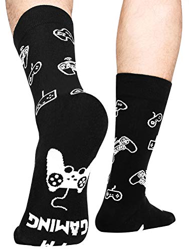 Gaming Socks Men, Novelty Funny Gamer Mid Calf Socks Gift for Game Lovers Teen Boys Kids Sons