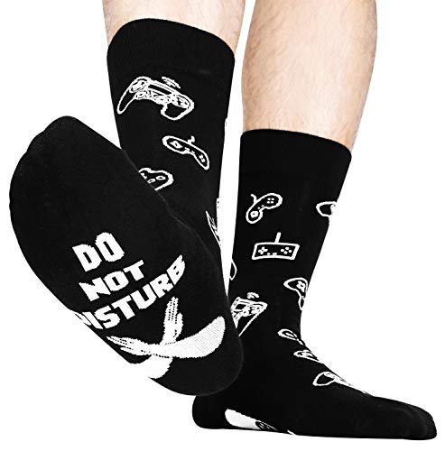 Gaming Socks Men, Novelty Funny Gamer Mid Calf Socks Gift for Game Lovers Teen Boys Kids Sons