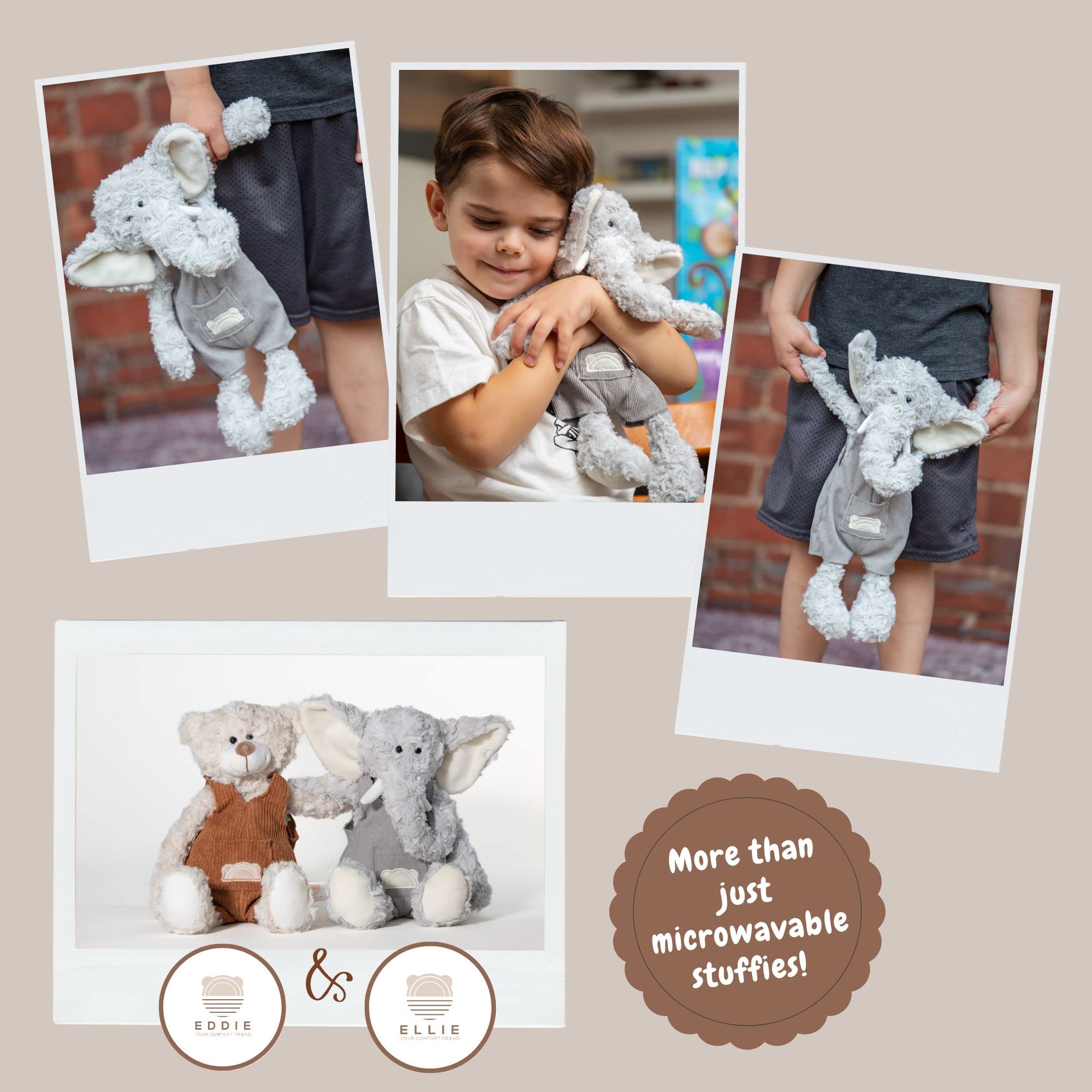 “Ellie” Microwavable Stuffed Animal – Stuffed Animal Heating Pad - Heatable, Coolable, Washable Stuffed Animals