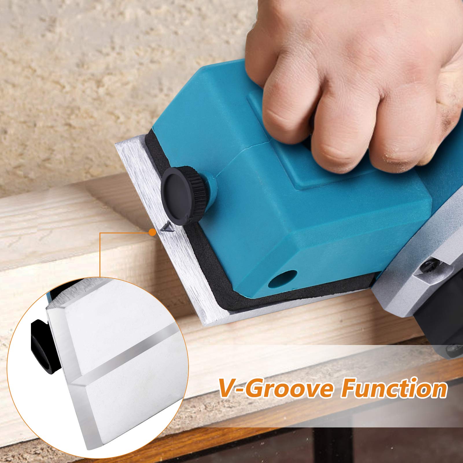 Electric Wood Planer Hand Held, 3-1/4-inch 600W 6-Amp 13000-16000Rpm Powerful Portable Woodworking Electric Planer with Adjustable Cut Depth for Wood