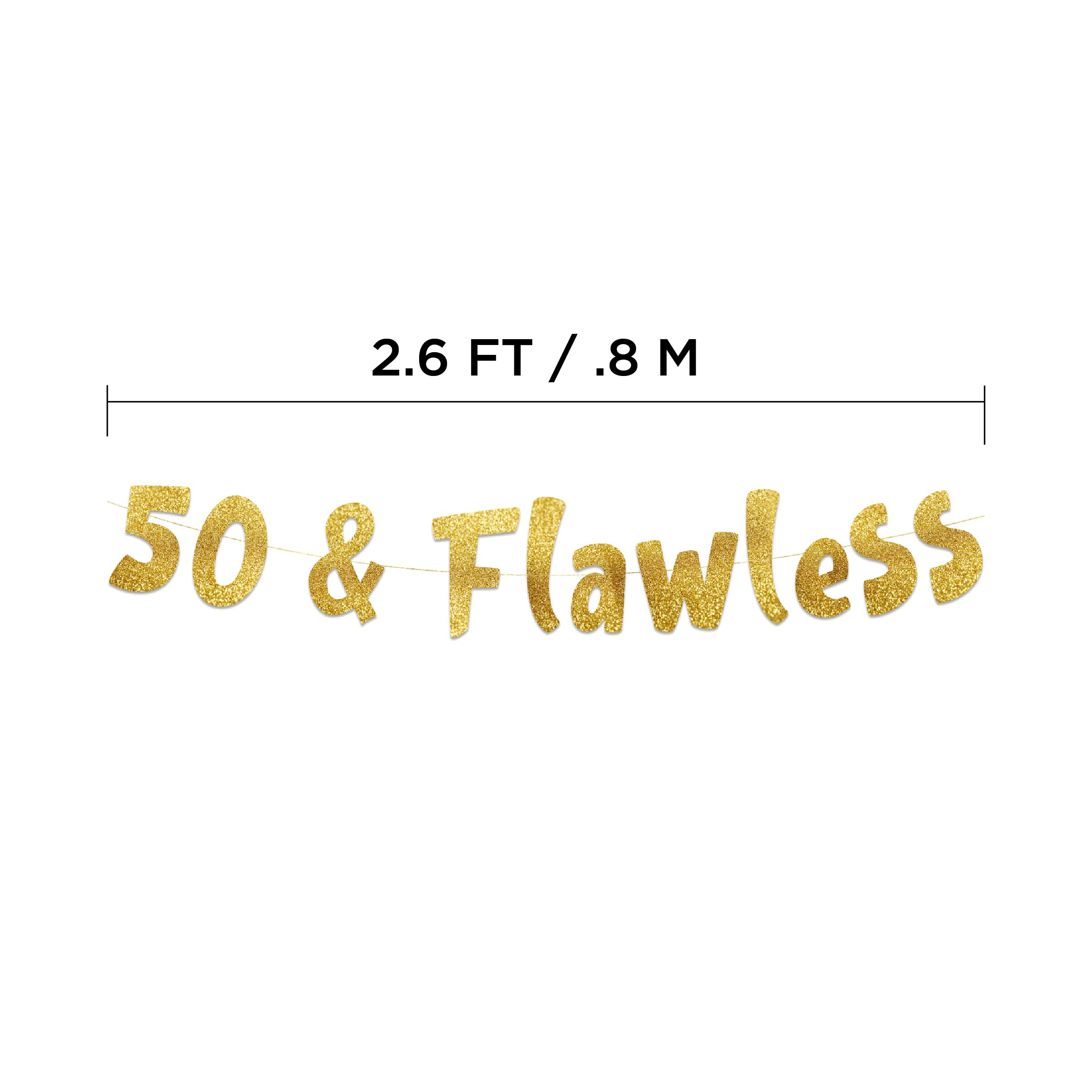 50 & Flawless Gold Glitter Banner - 50th Birthday and Anniversary Party Decorations