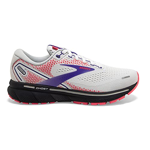 Brooks Women's Ghost 14 Neutral Running Shoe - White/Purple/Coral - 7.5 Medium