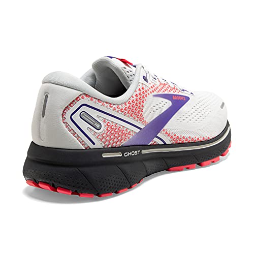 Brooks Women's Ghost 14 Neutral Running Shoe - White/Purple/Coral - 7.5 Medium