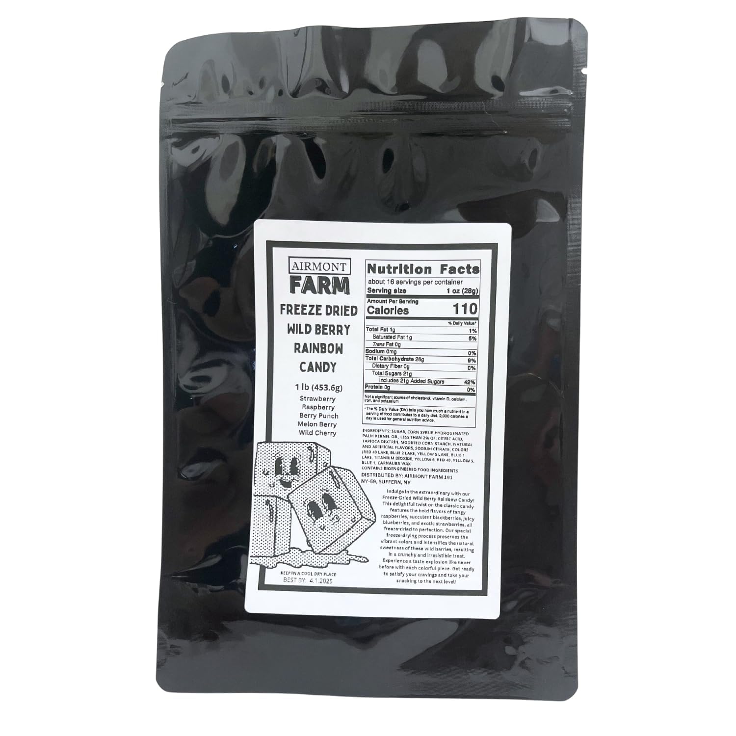 Freeze Dried Candy Wild Berry Rainbow Candy 1lb (16oz) - Ships In Box - Deliciously Crunchy, Intense Flavor, Lightweight Snack - Resealable Bag (Wild Berry 1lb)