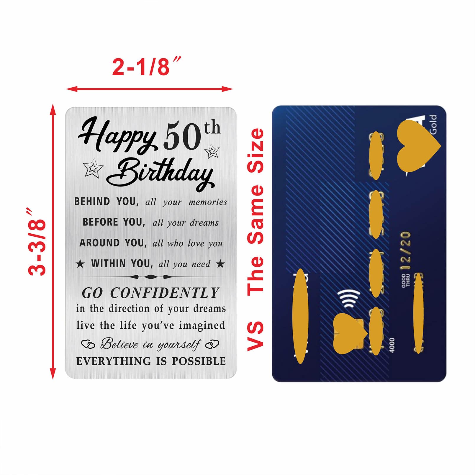MOQIYXL Happy 50th Birthday Card for Men Women, Small Engraved Wallet Card for 50 Year Old Birthday Gifts