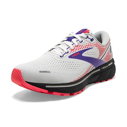 Brooks Women's Ghost 14 Neutral Running Shoe - White/Purple/Coral - 7.5 Medium