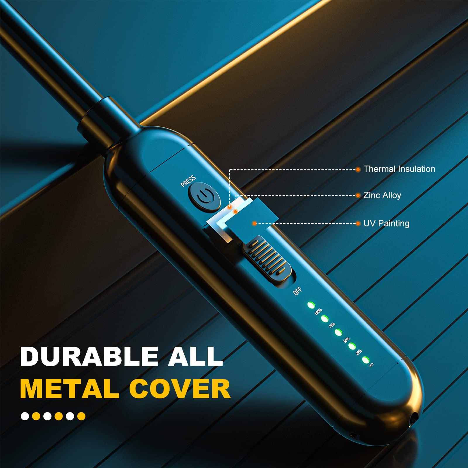 Candle Lighters USB-C Electric Rechargeable: Plasma Arc Windproof Flameless Extra Long Electric Lighter with Safe Button for Grill BBQ Fireplace Camping Stove Kitchen Firework Birthday Christmas