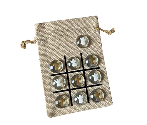 Religious Gift for Kids - Tic Tac Toe Game - Easter Basket Filler - Stocking Stuffer - Gift for Kids (Cross & Angel)