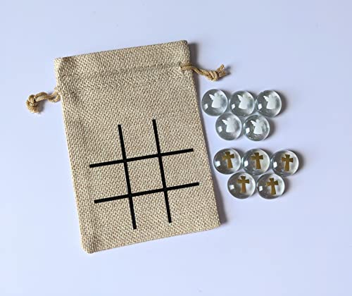 Religious Gift for Kids - Tic Tac Toe Game - Easter Basket Filler - Stocking Stuffer - Gift for Kids (Cross & Angel)