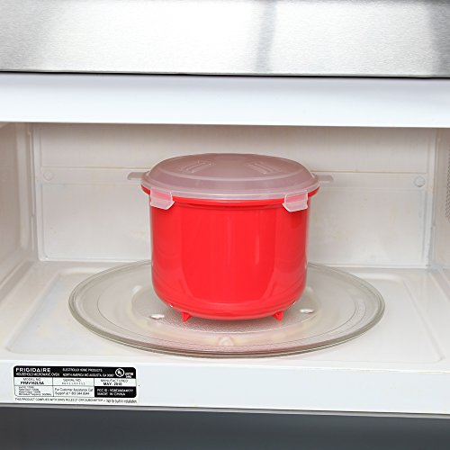 Home-X - Microwave Rice Cooker, 10 Cup Cooker is BPA Free, Easy-To-Use, Low Mess and Steams Rice to Perfection Every Time