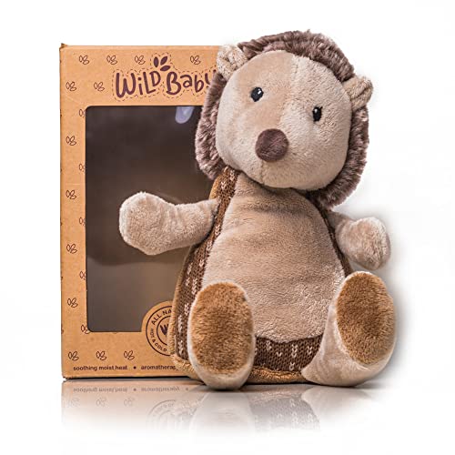 WILD BABY Hedgehog Weighted Stuffed Animals - Microwavable Animals with Lavender, 12 inch Heatable Plush for Kids - Soft, Cuddly, Warming Stuffed Animal for Baby - Gift Box Ready