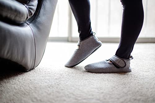 Snook-Ease Mary Jane Style Heated Slippers - Thick Warm Winter Feet Warmers with Microwavable Heatable Inserts β Heated Slippers Foot Heater for Cold feet β Heated Foot Warmers (Grey, Women 6-10)