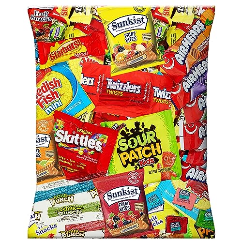 Sarah's Candy Factory Halloween Bulk Assorted Fruit Candy - Starburst, Skittles, Swedish Fish, Air Heads, Jolly Rancher, Sunkist,and more in Bag, 4 Lbs